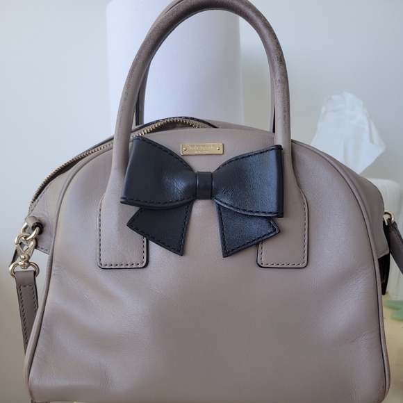 kate spade | Bags | Kate Spade Taupe And Black Satchel | Poshmark
